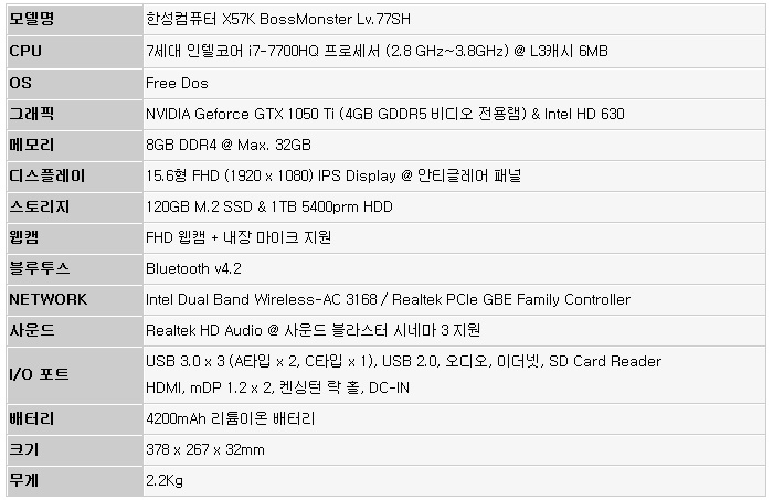 디자인과 퍼포먼스 모두 잡은 노트TOP, 한성컴퓨터 X57K BossMonster Lv.77SH : 전문가 리뷰 : 한성컴퓨터 슈퍼스토어
